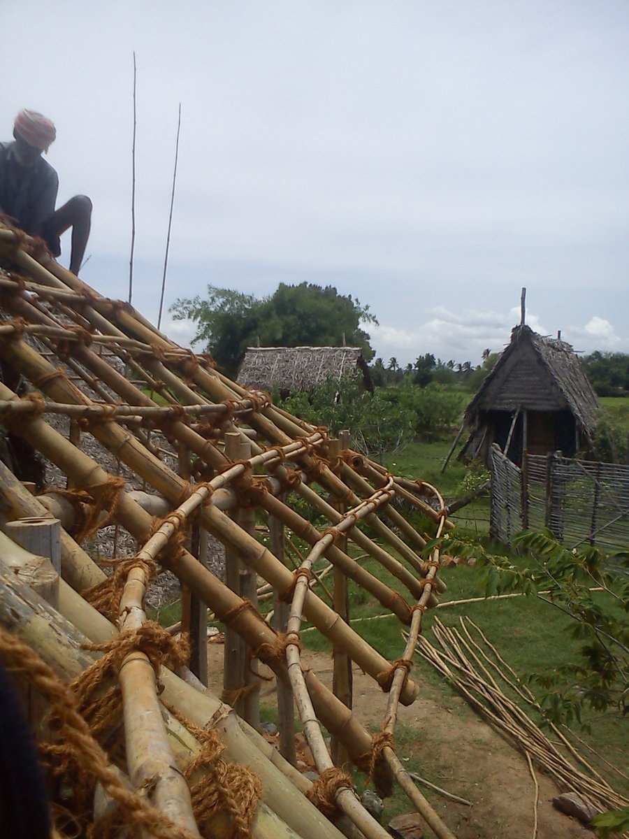 Flowing Palm Leaf Lean-To roof